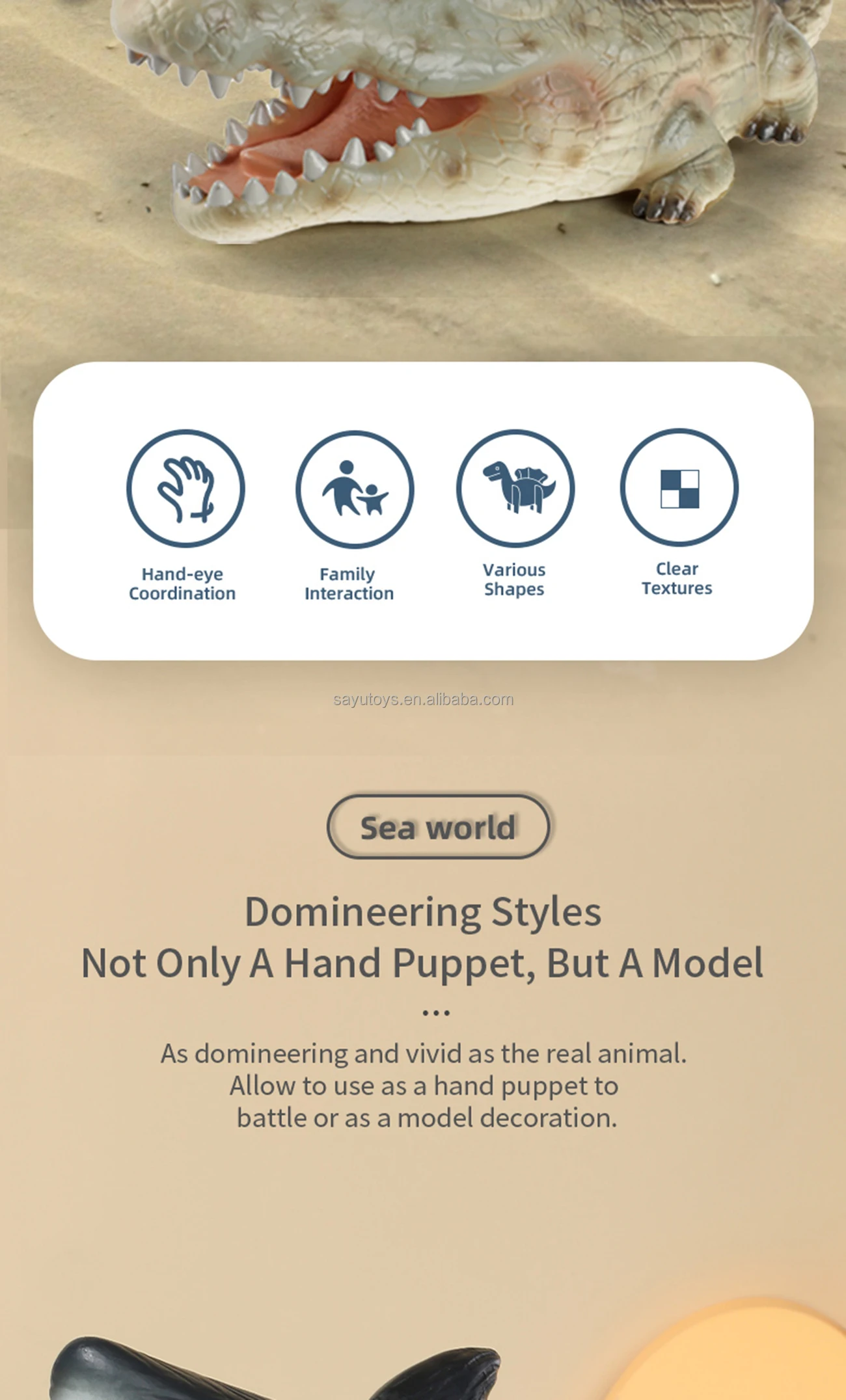 Sy Role Play Toy Puppets Models Mosasaurus Hand Puppet Head Dinosaur ...