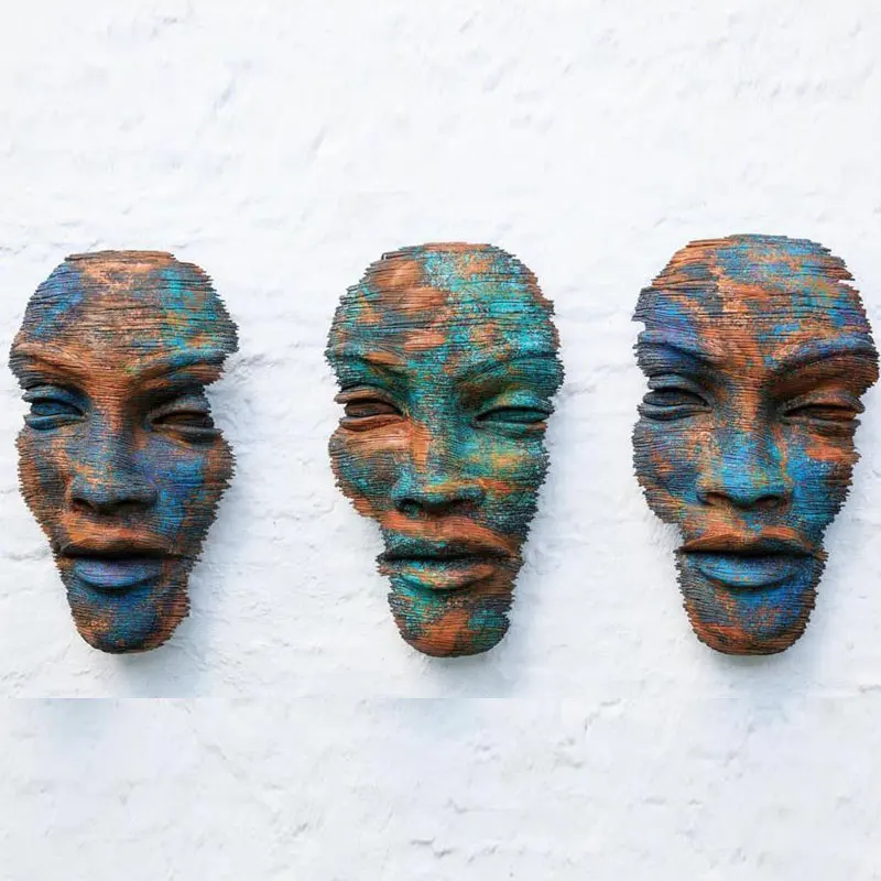 Home Modern Art Face Sculpture Large 3D Wall Statue Bronze