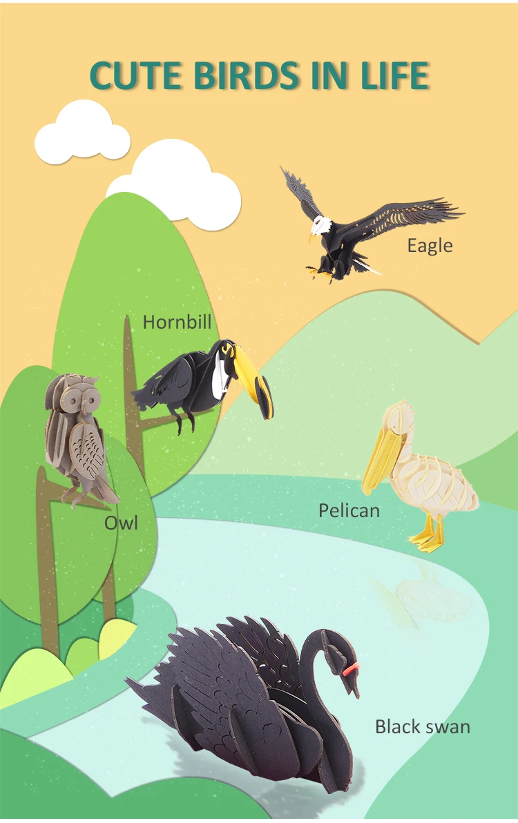 Cupuz' Store Handmade Shoebill 3d Paper Puzzles Educational Toy,Diy ...