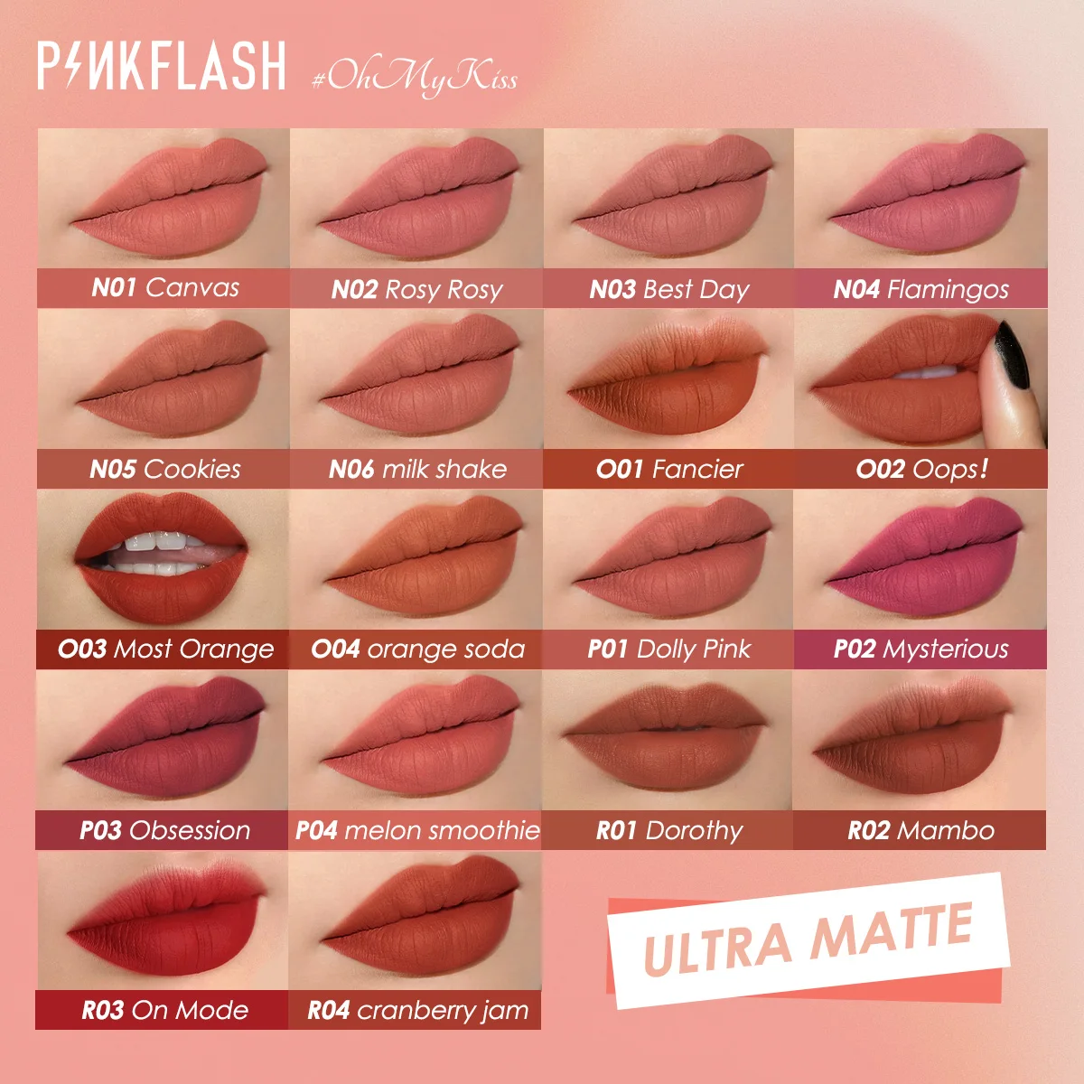 Pinkflash L01 Upgrade Matte Smooth Wine Color Lip Tint Pink Lip Cream ...