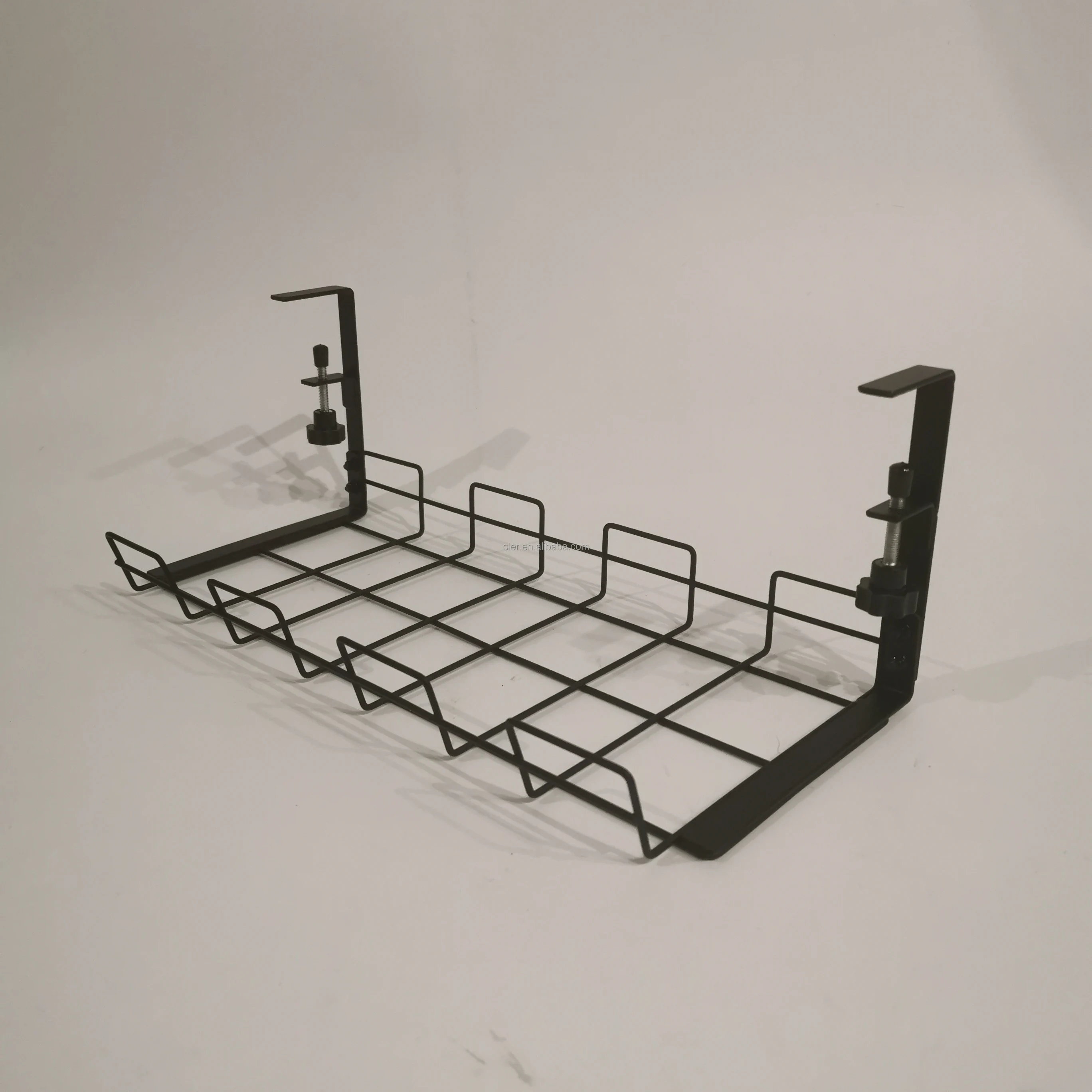 Black Metal Wire Cable Organizer Holder No Drill Under Desk Cable ...