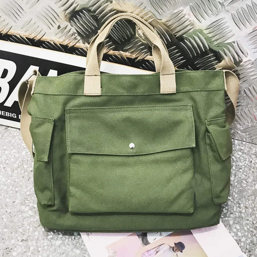 Advanced Quality Fashion Large Capacity Shoulder Solid Color Canvas ...
