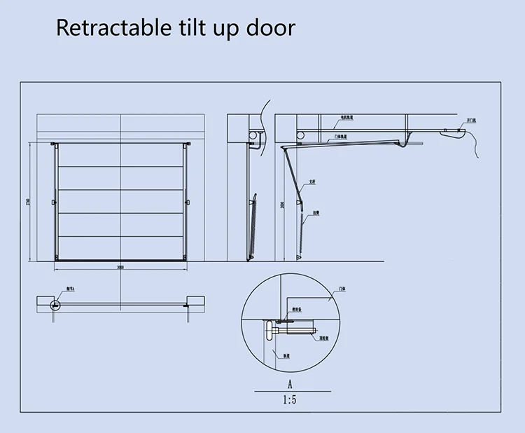 Custom Luxury Retractable Tilt Up Garage Door for 4S Car Shop Villa ...