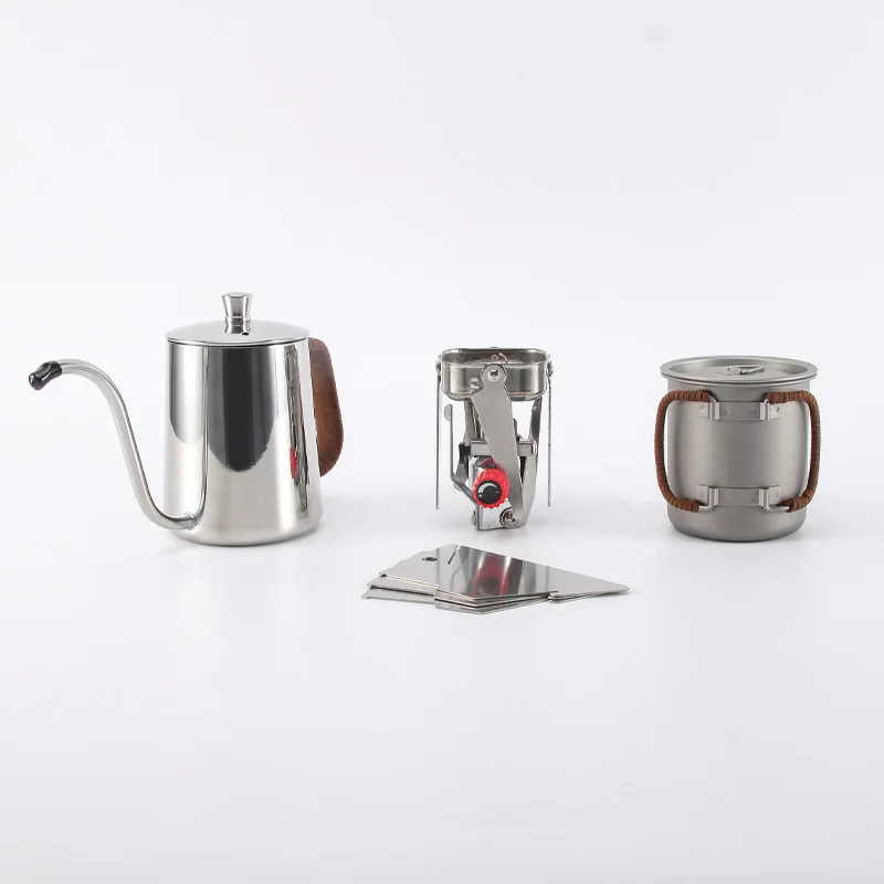 Outdoor Hand-brewed Coffee Pot Portable Travel Coffee Set With Titanium ...