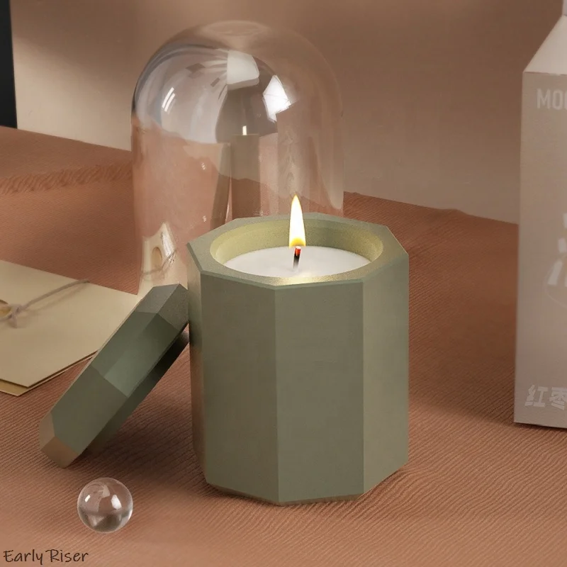 Early Riser diy handmade gypsum cement aromatherapy candle cup gypsum ...