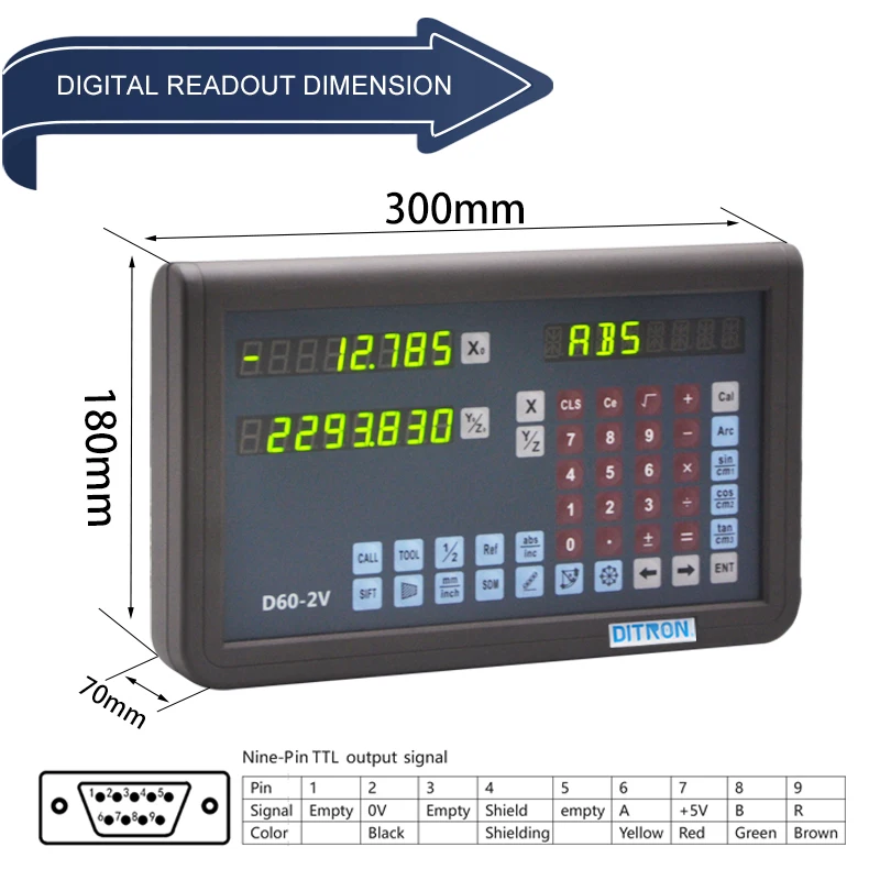 Ditron Metal Shell D60 Series Dro 3 Axis Digital Readout With Color ...