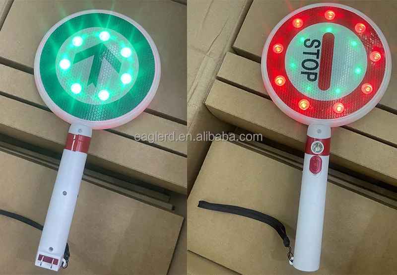 Handheld LED Traffic Warning Sign - Portable & Reflective