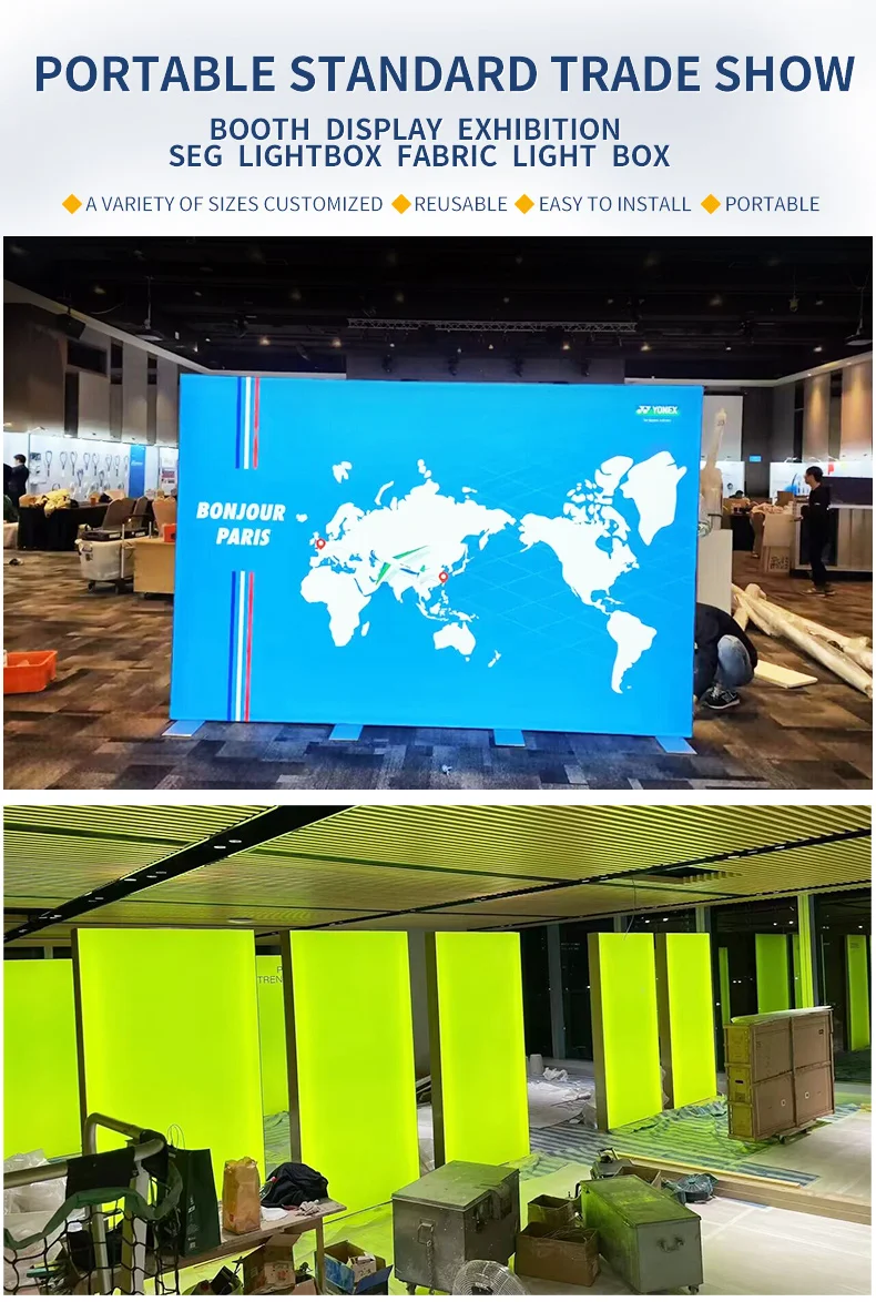 120 mm Thickness Exhibition Stand Booth SEG Fabric Light Box Trade Show ...