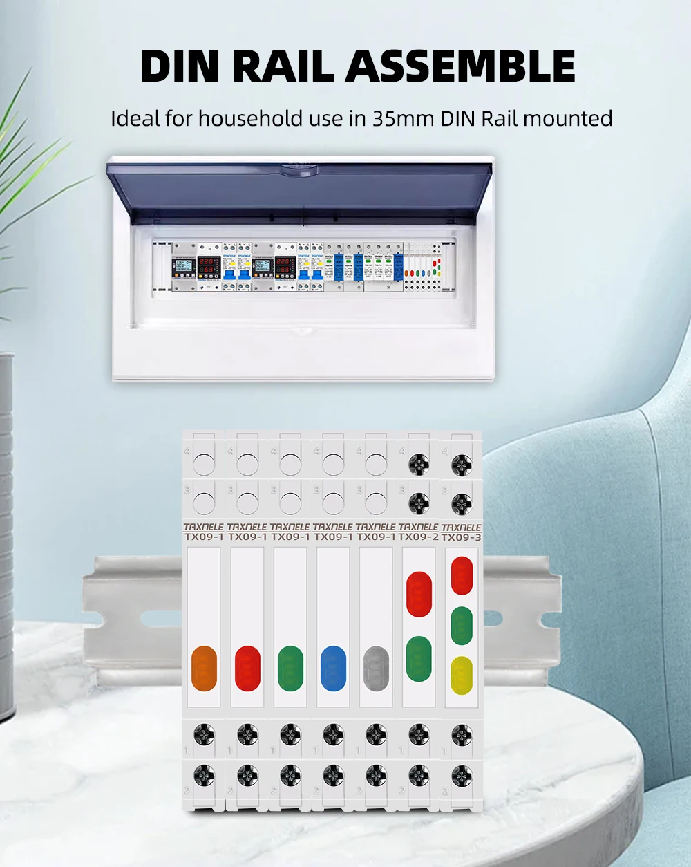 Din Rail 9mm Indicator Light AC DC 220V 230V LED Signal Lamp Pilot ...