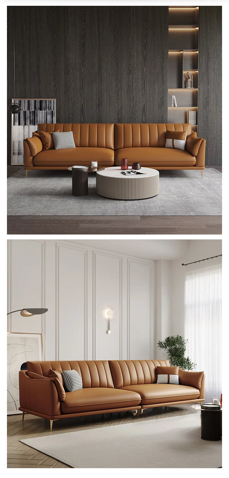 Light Luxury Simple Modern Leather Sofa Luxury Living Room Italian Down ...