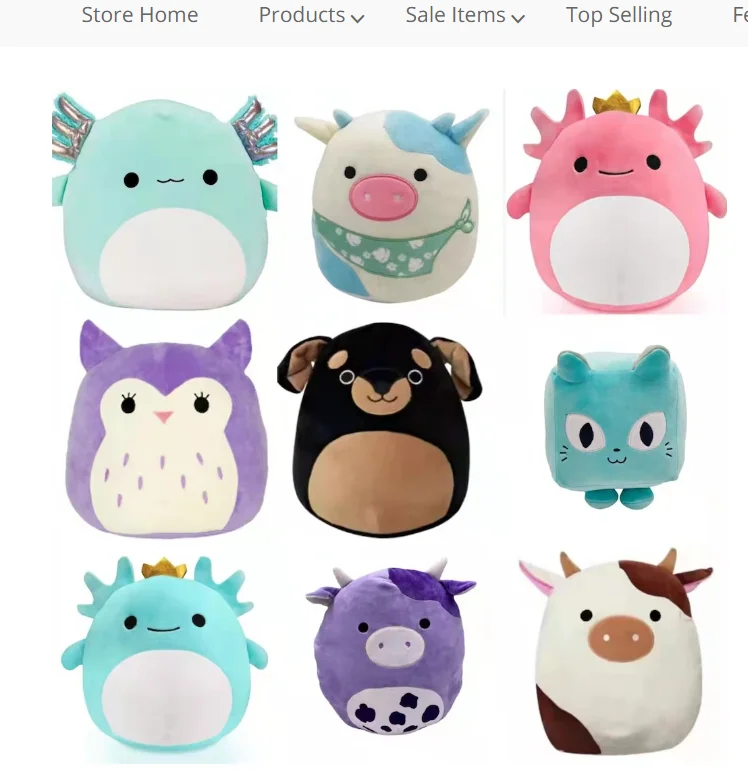 Squish Squishy Mallow Mellow Plushie Panda Axolotl Cow Bunny Dragon ...