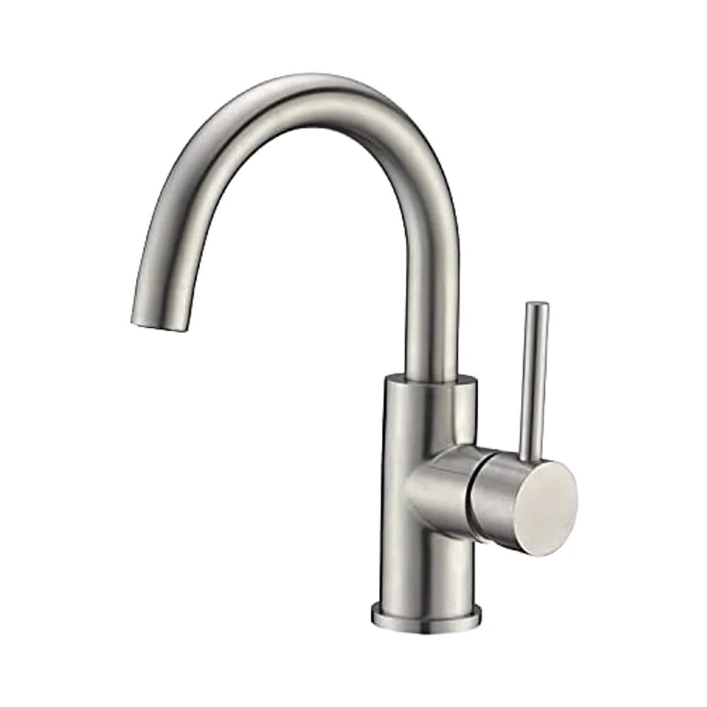 Single-hole Stainless Steel Bar Sink Faucet Brushed Nickel Pre Wet Small Mini Kitchen Bath ...