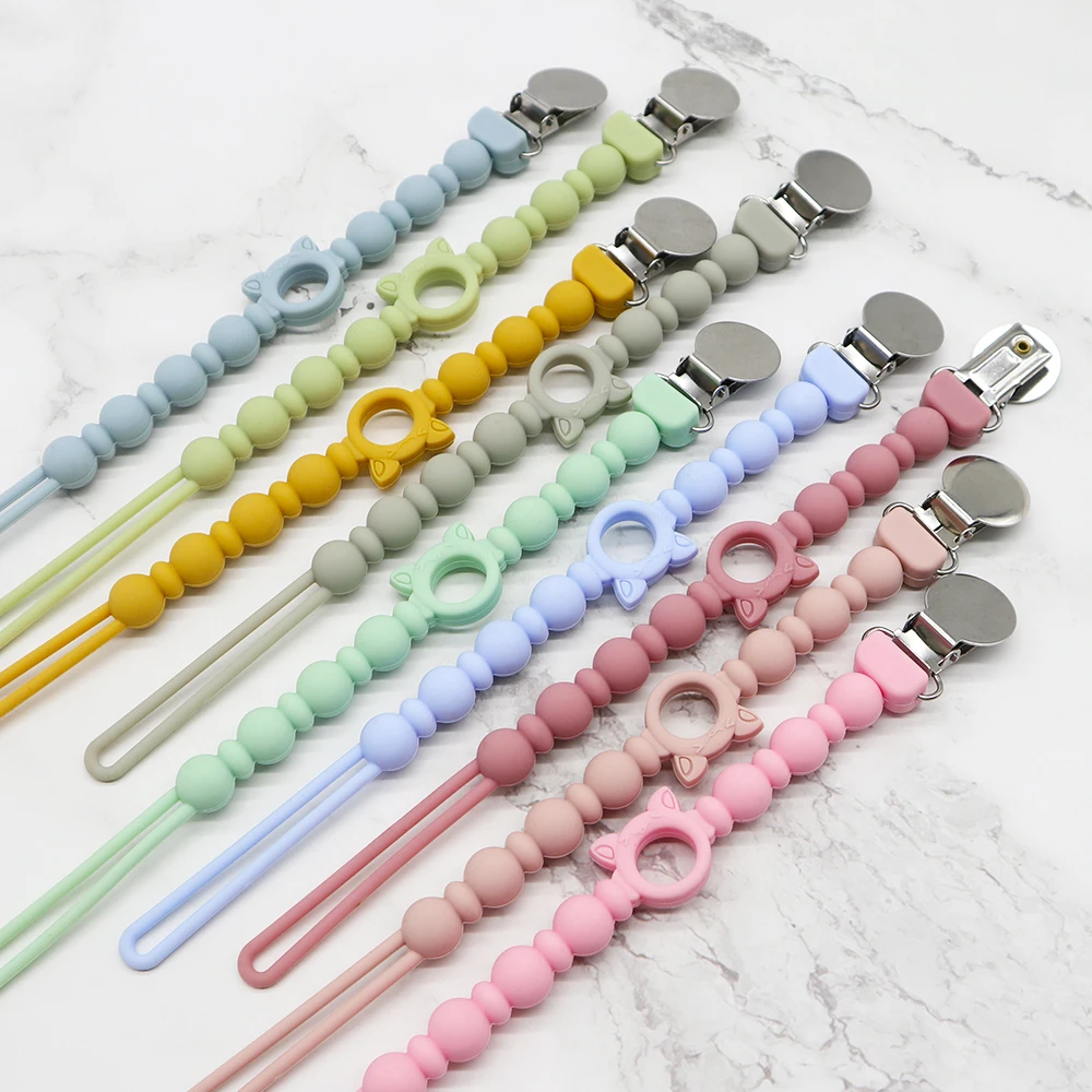 Amanzon Silicone Bead Teether Stainless Steel Baby Pacifier Clip - Buy ...