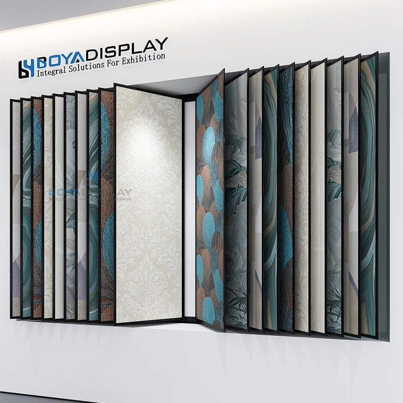 Customized Page Turning Display Rack Stand Wallpaper Carpet For ...