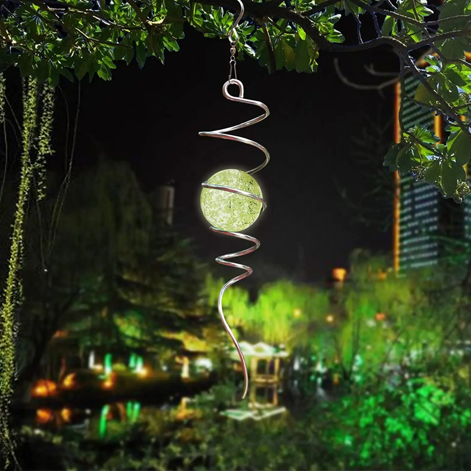 Stainless Steel Gazing Ball Wind Spinner Tail Twister Spiral Decorate ...