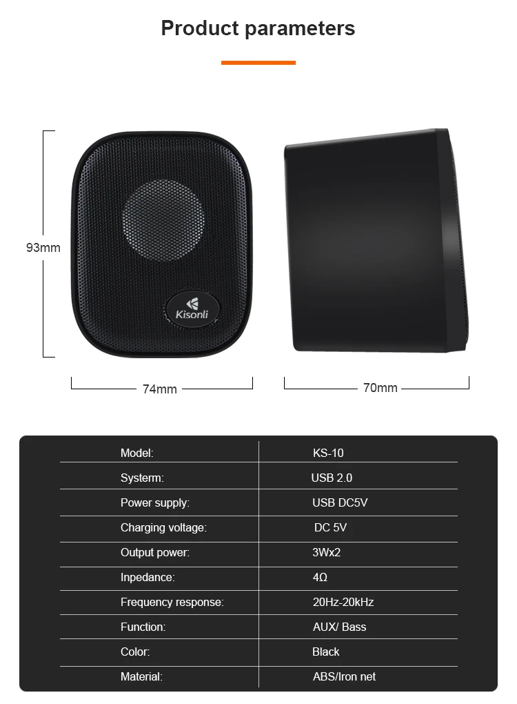 Kisonli Ks-10 2 Inch Real Sound Small Usb Speakers - Buy 2 Inch Speaker,Real Sound Speakers ...