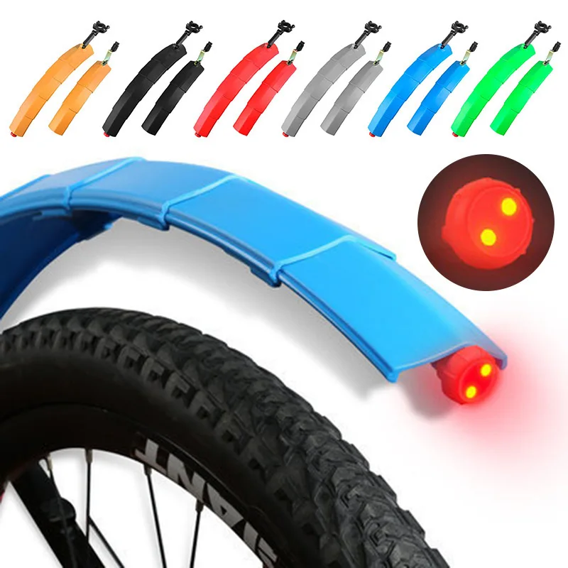 Telescopic Folding Bike Mudguard Set With Led Rear Light Mtb Mudguard Road Bike Front Rear ...