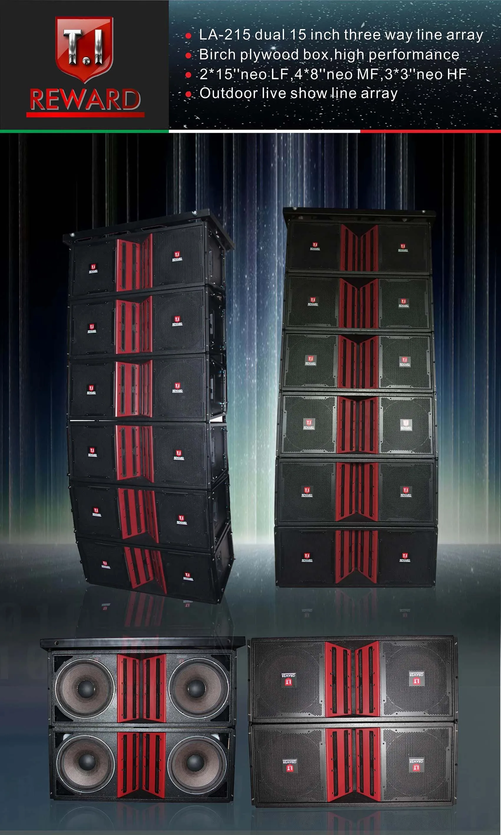 Professional Waterproof Powered Long Distance Neodymium Line Array ...