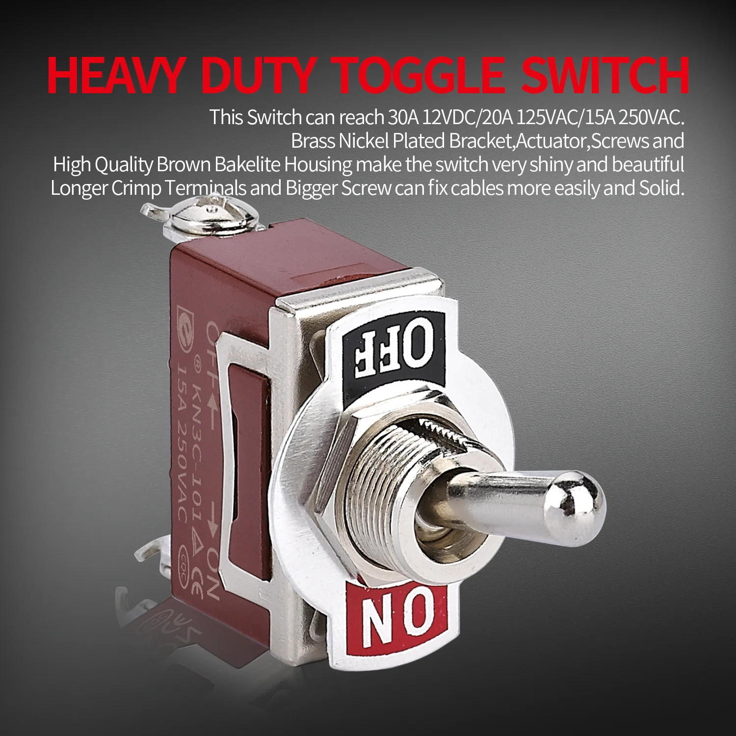 30A 12VDC SPST Toggle Switch - Heavy Duty & Waterproof
