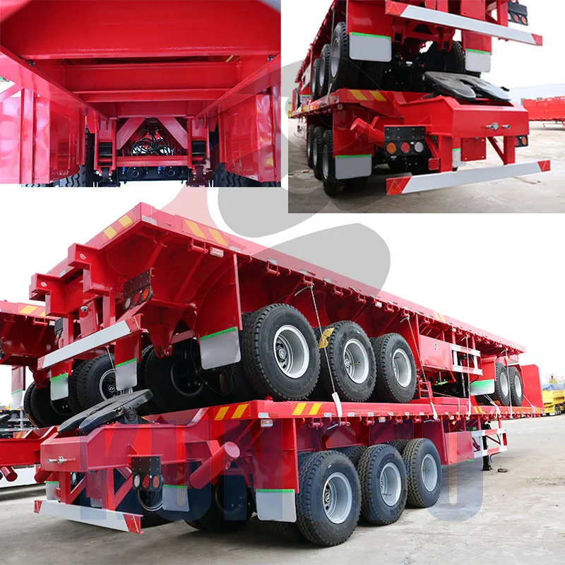 3 Axles 60 Tons 20/40 Foot Ft Container Shipping Flat Deck High Bed ...