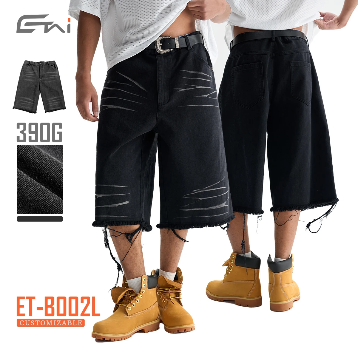 Alibaba.com: Custom 100% Cotton Boys Cropped Jorts, Loose Straight Leg ...