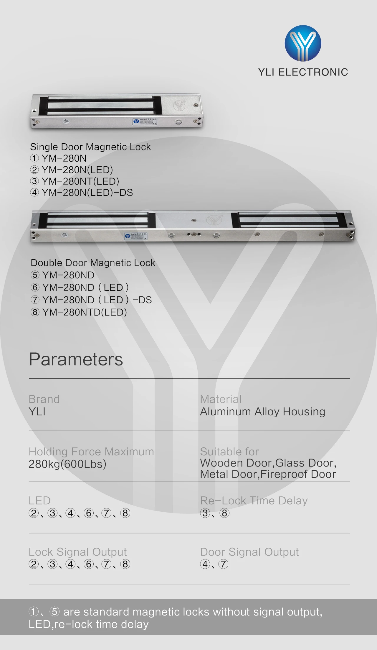 YLI YM-280NT(LED) Electromagnetic Door Lock for Access Control