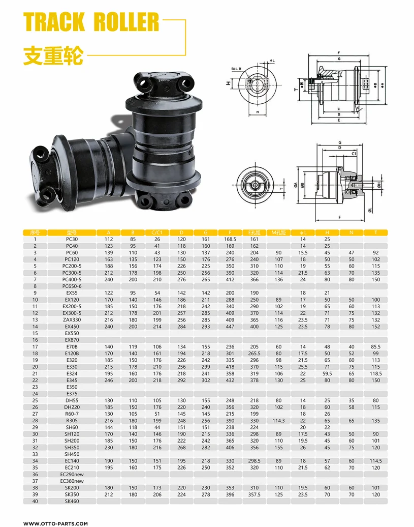 OTTO Excavator Undercarriage Parts R140 DH170 Track Roller for Hydundai ...