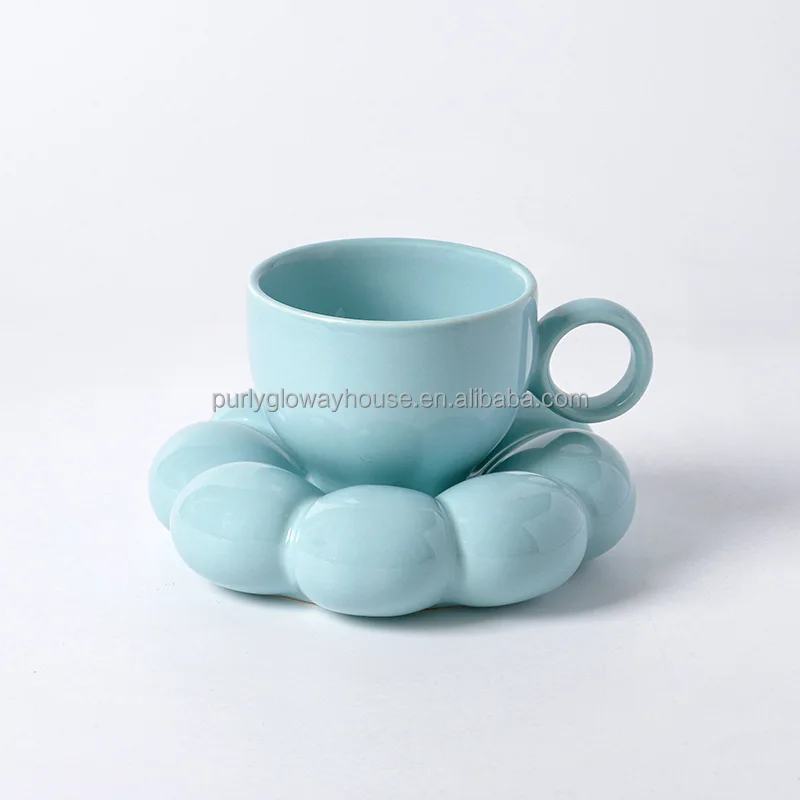 Gloway Creative Elegant Flower Coaster Nordic Milk Cappuccino Mug