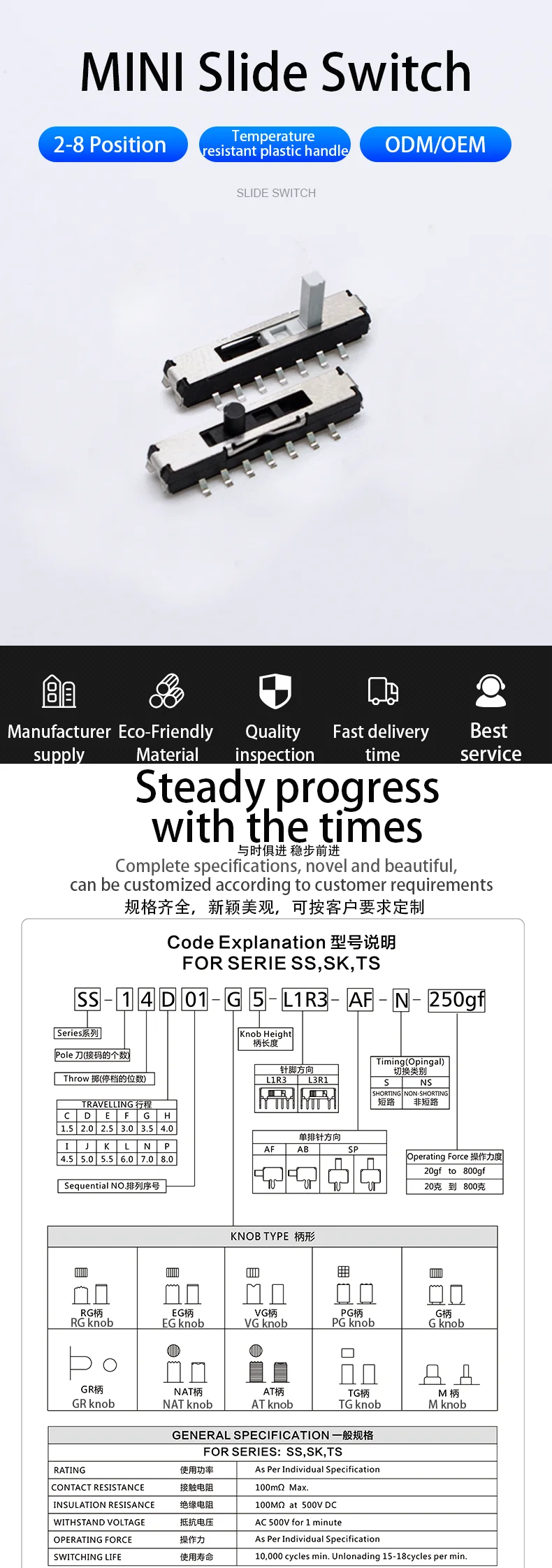 Lituo SMD Slide Switch - Mini 3 Position 4 Pin Toggle