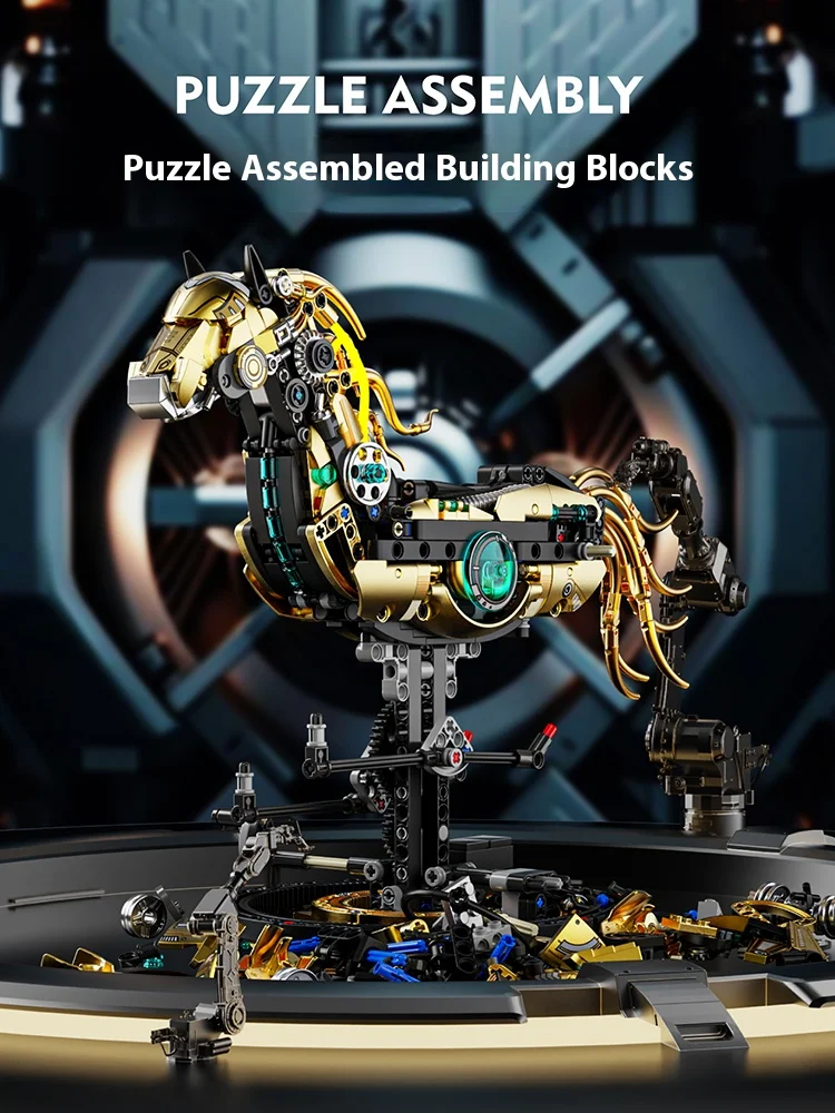 13088 Mechanical Creative Horse Building Block Toy Children Educational ...