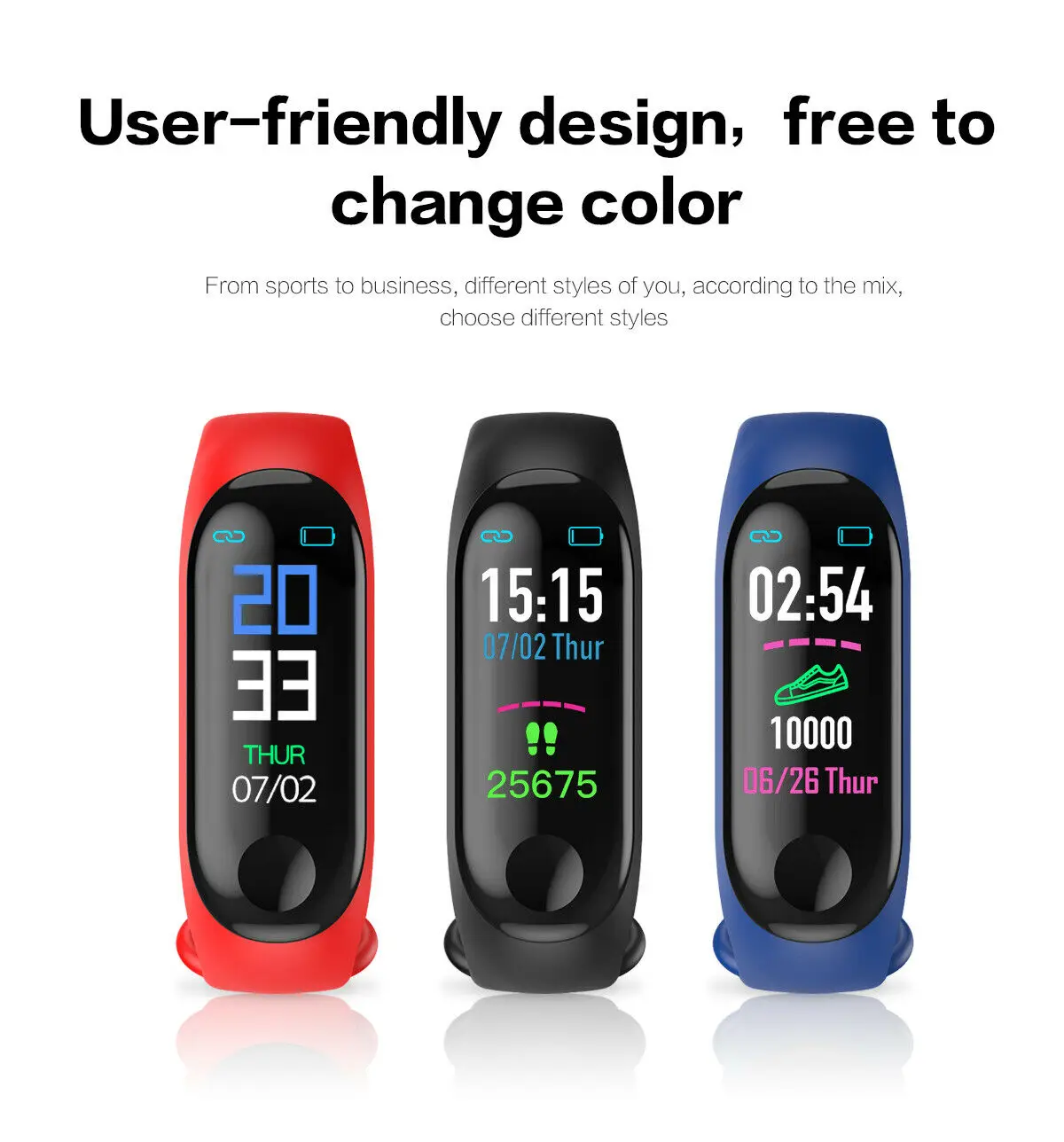 M3 Plus Band Bt Smart Watch Heart Rate Fitness Tracker Bracelet ...