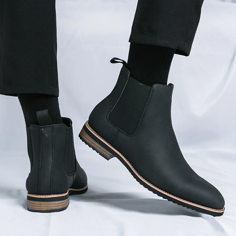Wholesale Casual Chukka Ankle Classic Elastic Business Dress PU Leather ...