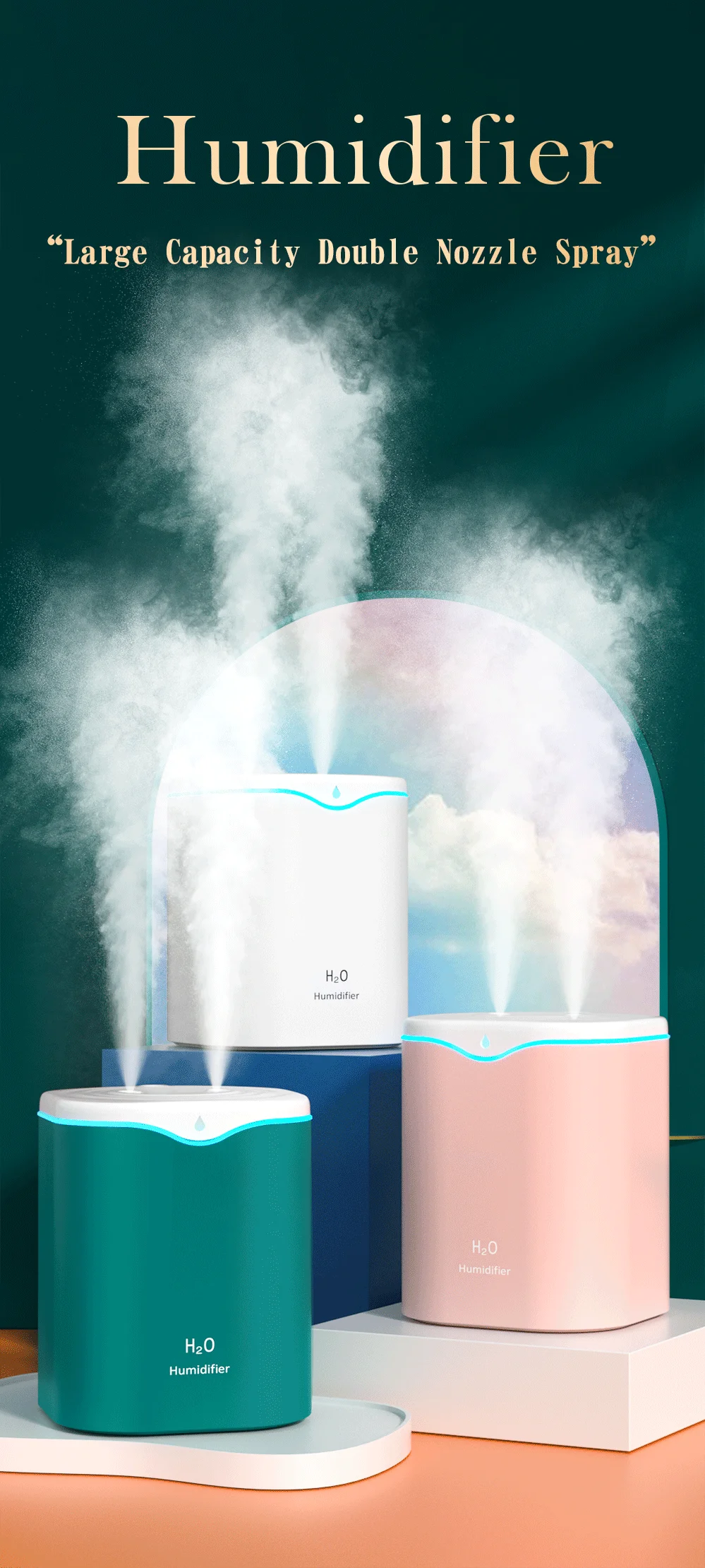 USB Air Humidifier 2L - Aromatherapy & Heavy Fog Diffuser