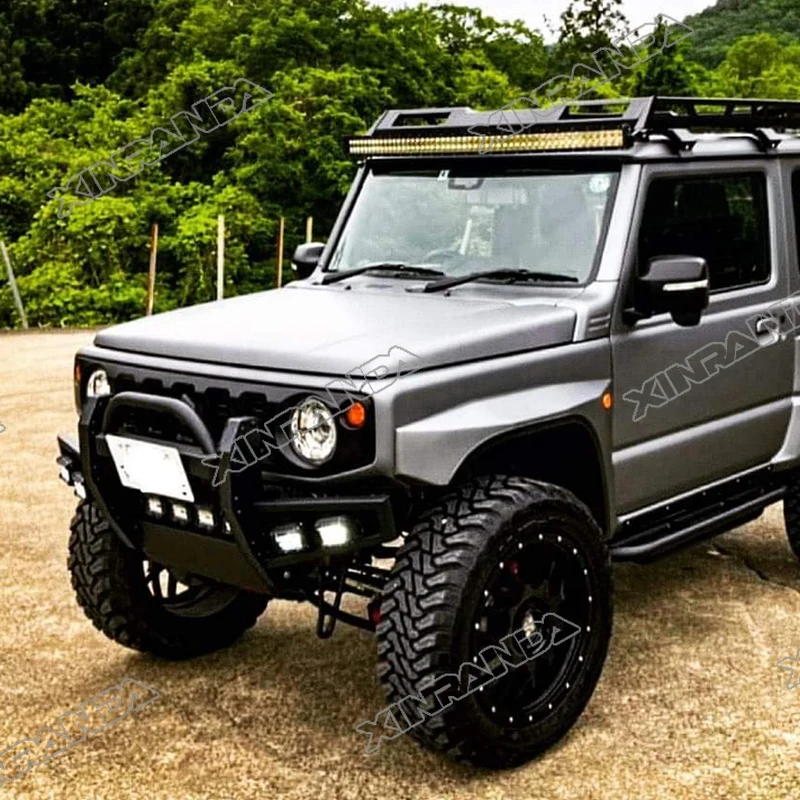 Jimny JB74 Accessories Assemble Front Bumper With 8 LEDs Front Bumper for Suzuki Jimny JB64 2018 ...