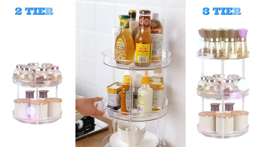 Modern 2-tier Pet Plastic Turntable Clear Rotating Spice Rack And ...