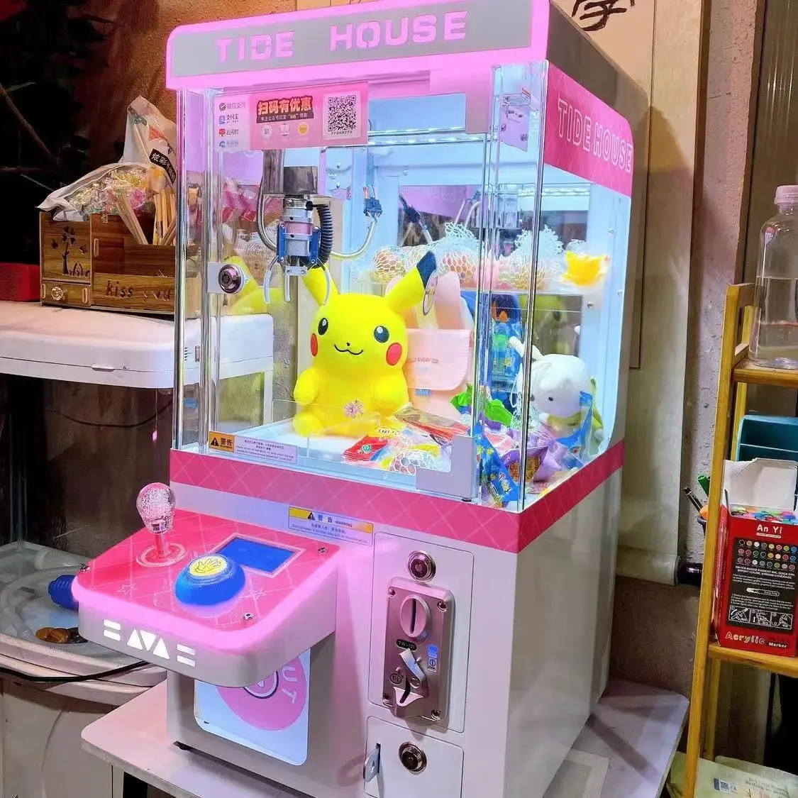 Factory Wholesale Coin Operated Small Candy Arcade Game Machine Cheap Mini Plush Toy Gift Crane ...