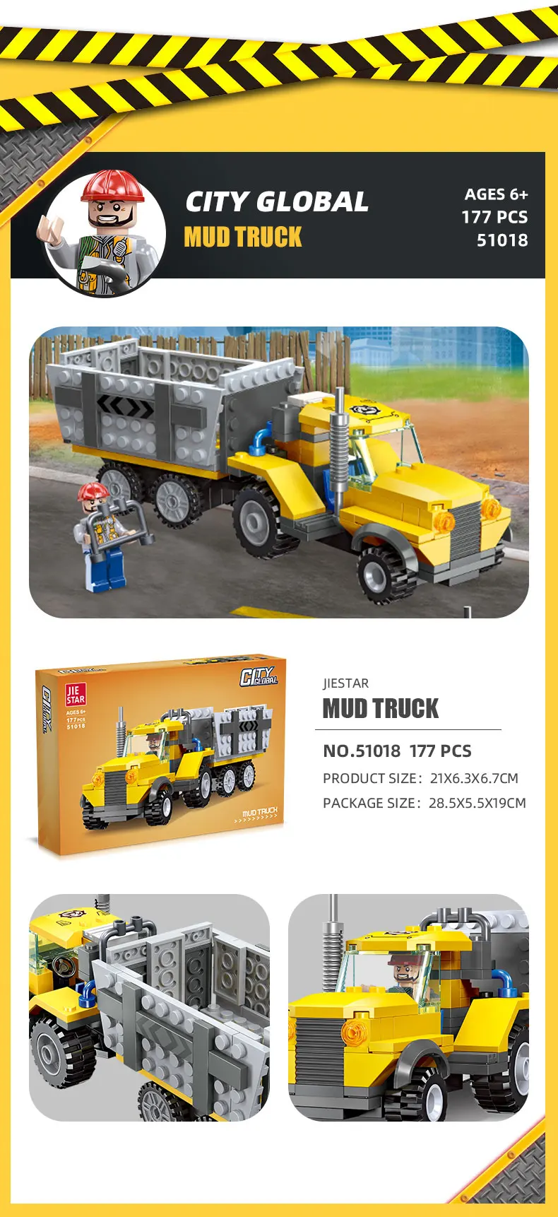 2024 New Ce Diy City Model Assembly Engineering Car Toy Three-piece Set ...