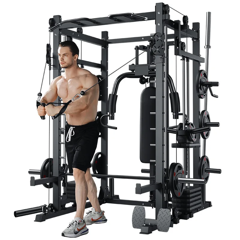 Commercial gym equipment power cage heave duty dual cable crossover squat rack multifunction ...
