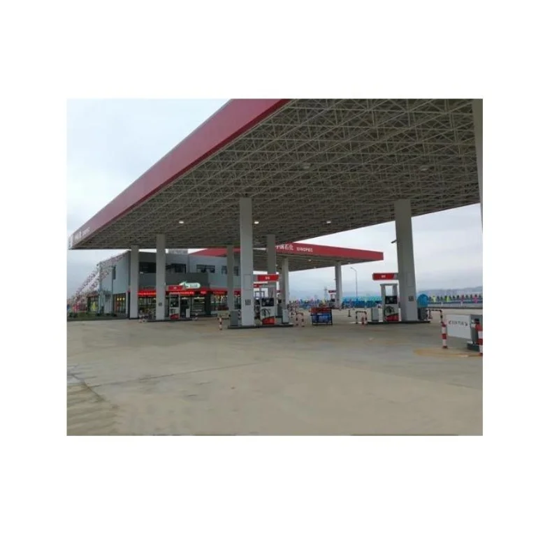 Prefabricated architecture gas station roof design toll petrol station ...