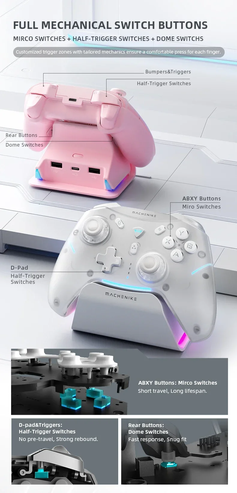 Machenike G5pro Max Game Controller - RGB Hall Effect Joystick