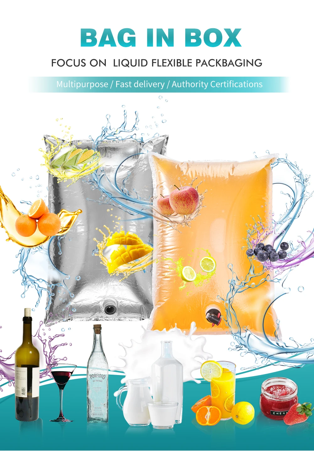 Transparent Clear 20l Bib Packaging Water Pe Spout Bag For Liquid ...