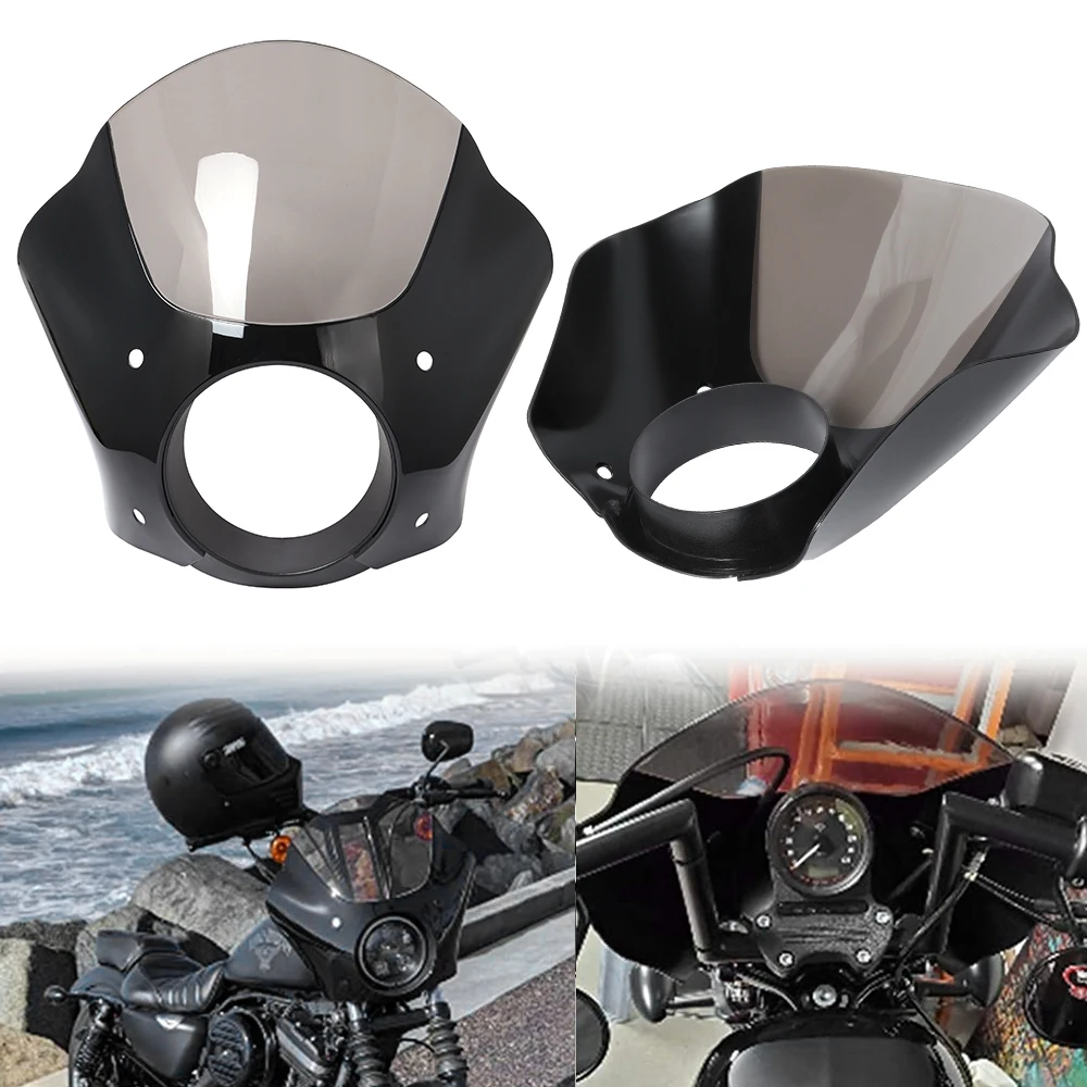 Motorcycle Universal Cafe Racer 7inch Headlight Handlebar Fairing ...