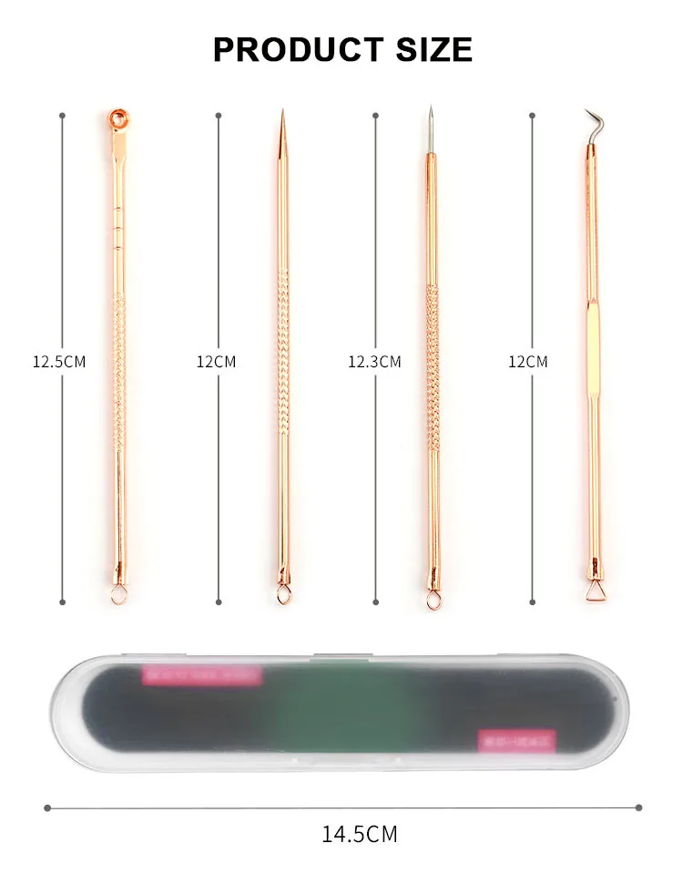 Stainless Steel 4pcs Pimple Comedone Extractor Kit Acne Blackhead ...