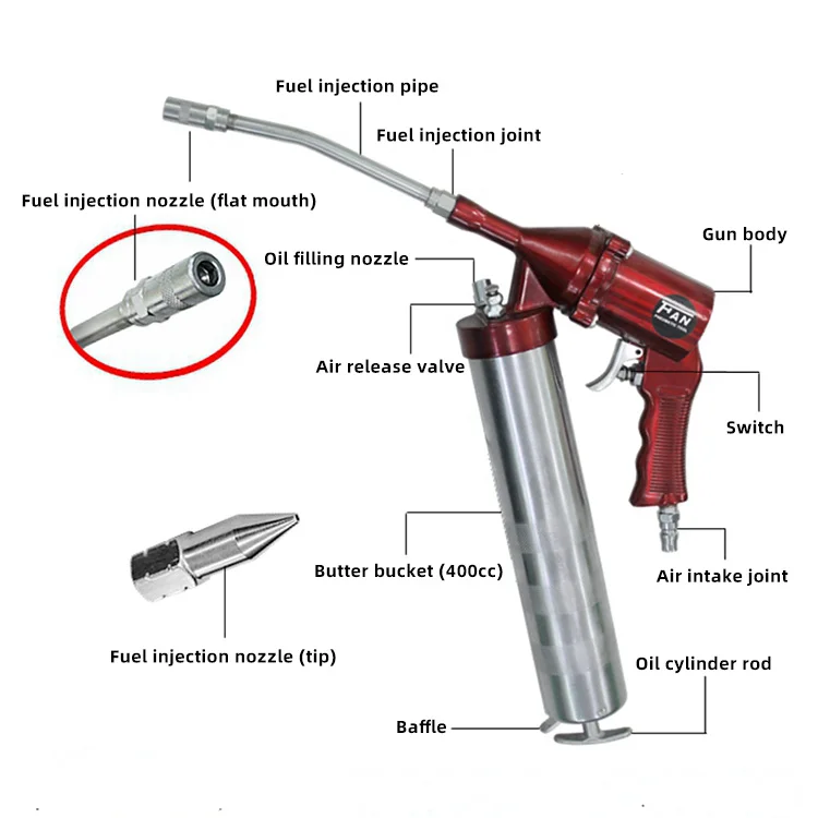 Pneumatic Air Grease Gun 1/4 Inch Air Intake Grease Gun With Oil Drum ...