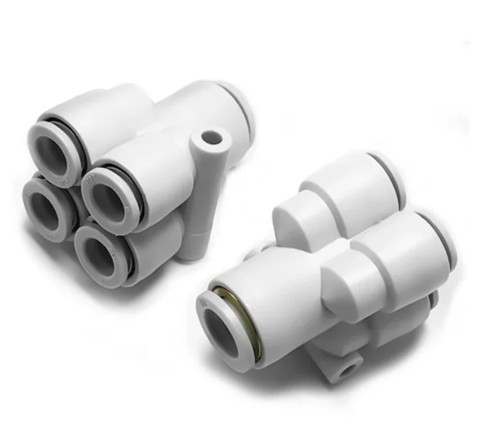 Kq2ud White Pneumatic Quick Connector Y-type Five Way Reducer One In Four Out Air Pipe Pu Hose ...