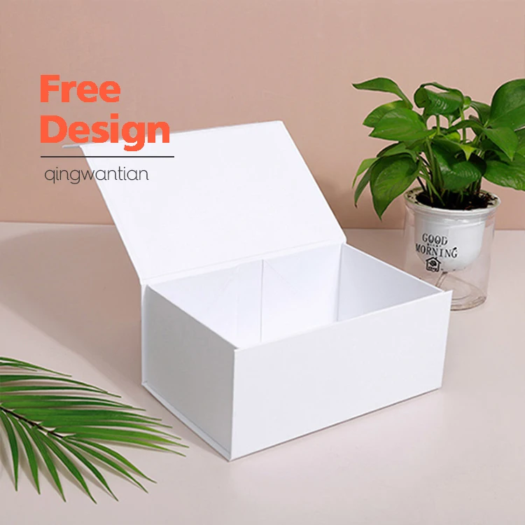 Custom Logo White Cardboard Magnetic Folding Gift Packaging Boxes With ...