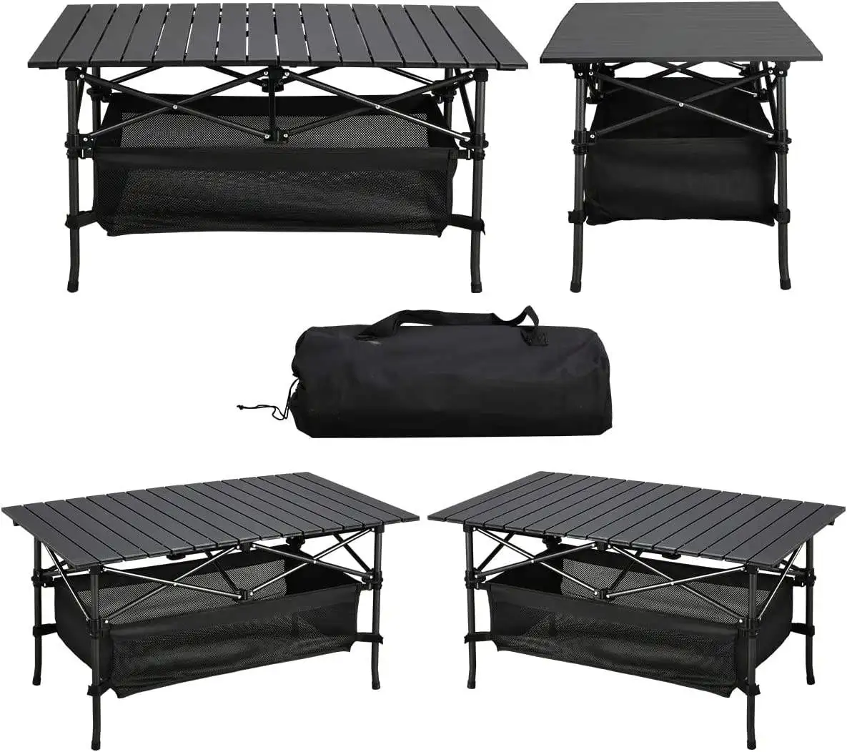 Camping Folding Metal Picnic Table Folding Camping Table With Carry Bag ...