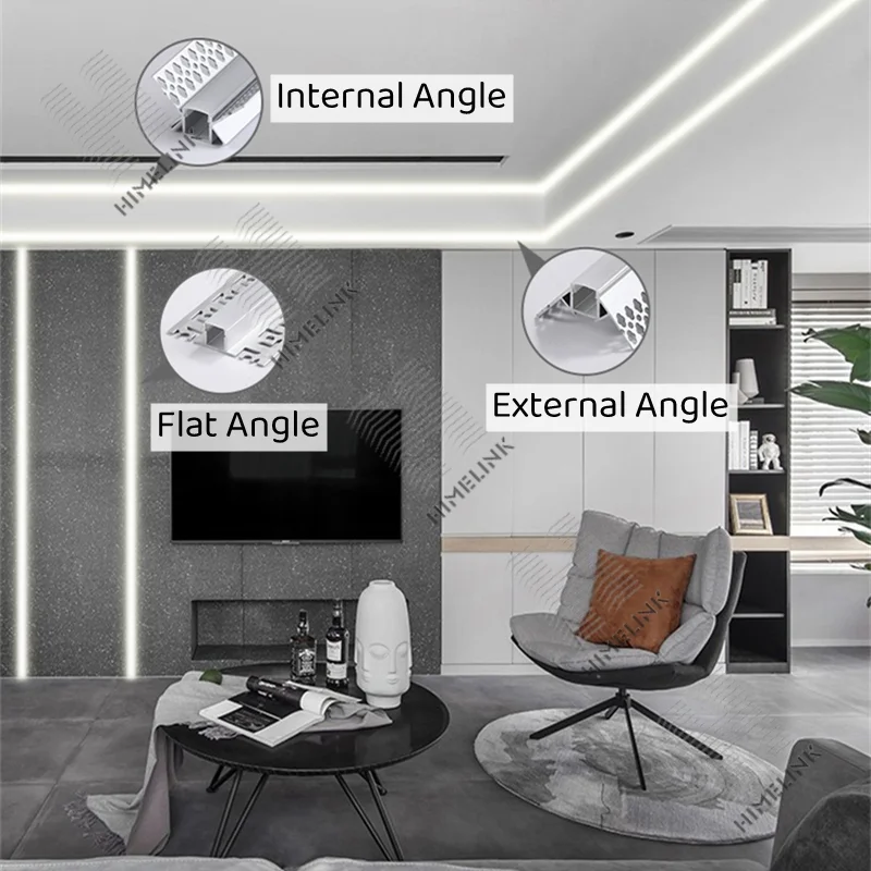 Led Light Strips Recessed Alu Channel Housing Pc Diffuser Plasterboard ...