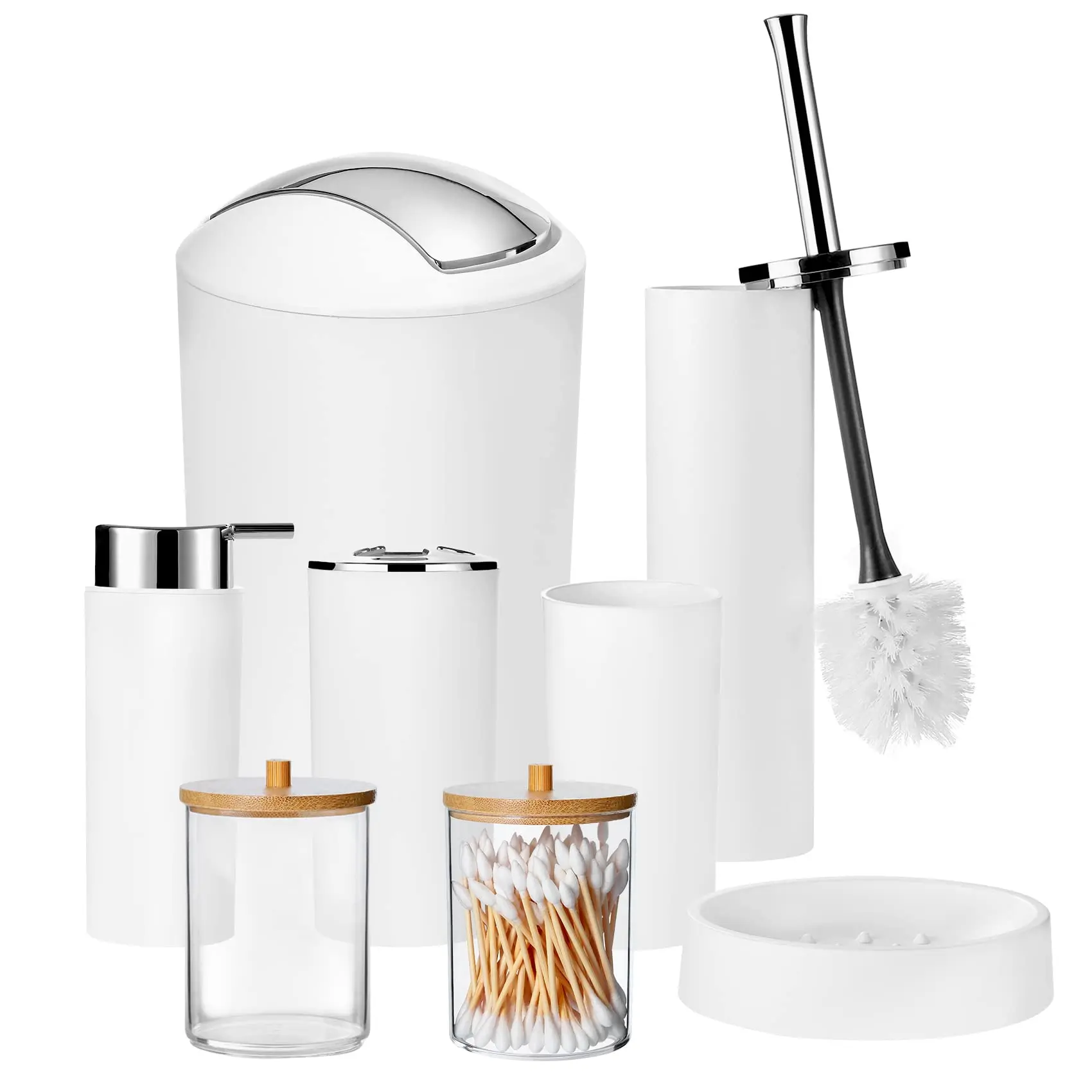 Modern Design Bathroom Accessories Set 9pcs With Trash Can Toothbrush ...