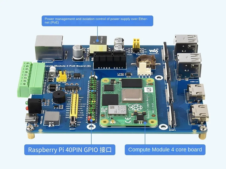 Raspberry Pi Cm4 Core Board Backplane Compute Module 4 Poe Expansion Board For Cm4 All Editions